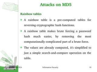 implementation of rainbow tables to crack md5 codes | ODP | Programming Languages | Computing