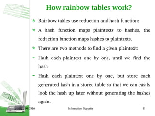 implementation of rainbow tables to crack md5 codes | ODP | Programming Languages | Computing