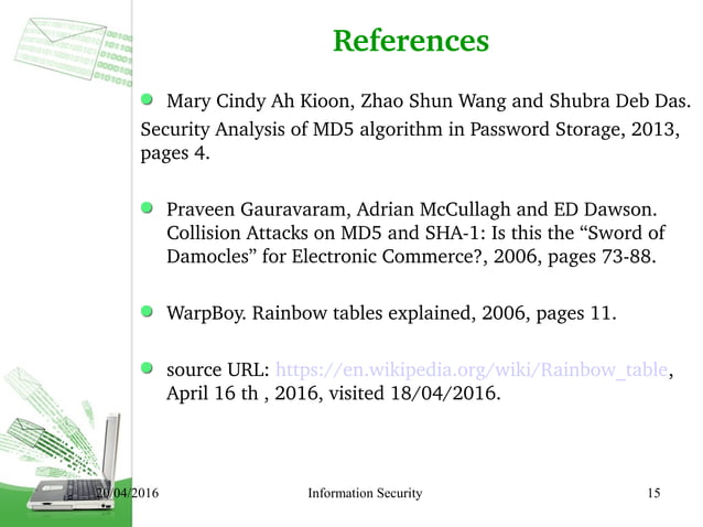 Implementation Of Rainbow Tables To Crack Md5 Codes Ppt