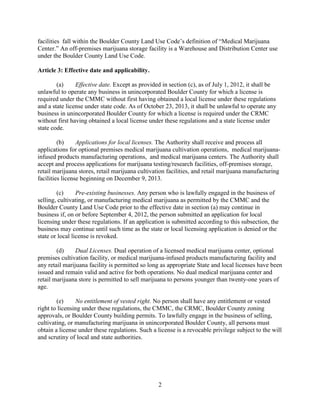 Marijuana Licensing Regulations - Boulder County, Colorado | PDF