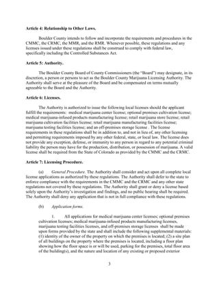 Marijuana Licensing Regulations - Boulder County, Colorado | PDF