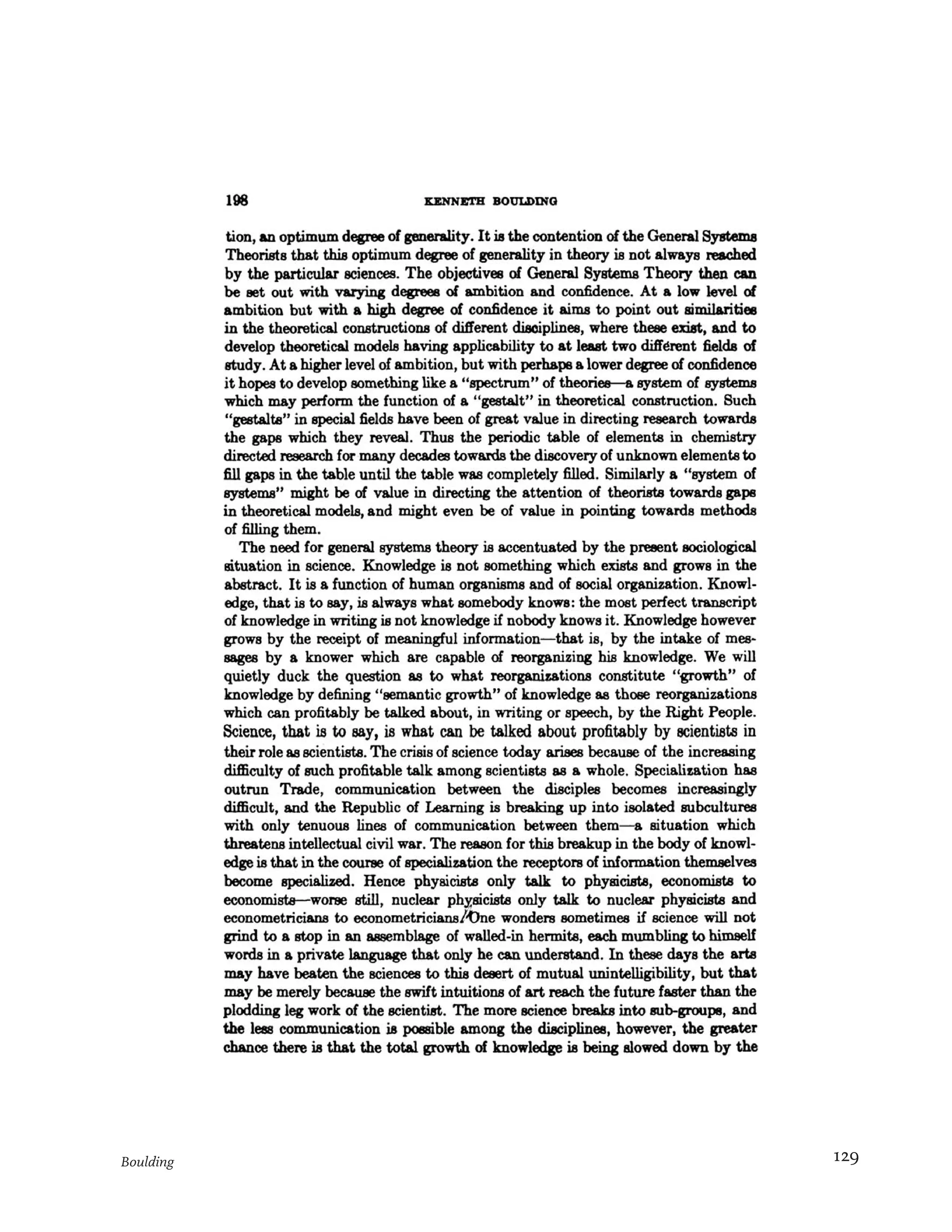 Boulding, k.(1956) general systems theory - the skeleton of science | PDF