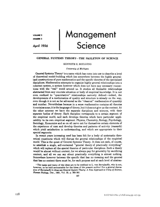 Boulding, k.(1956) general systems theory - the skeleton of science | PDF