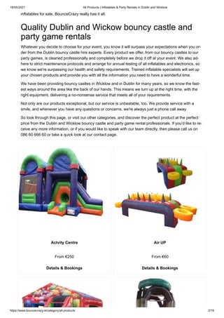 Bounce crazy - bouncy castles, inflatables & party rentals in Dublin ...