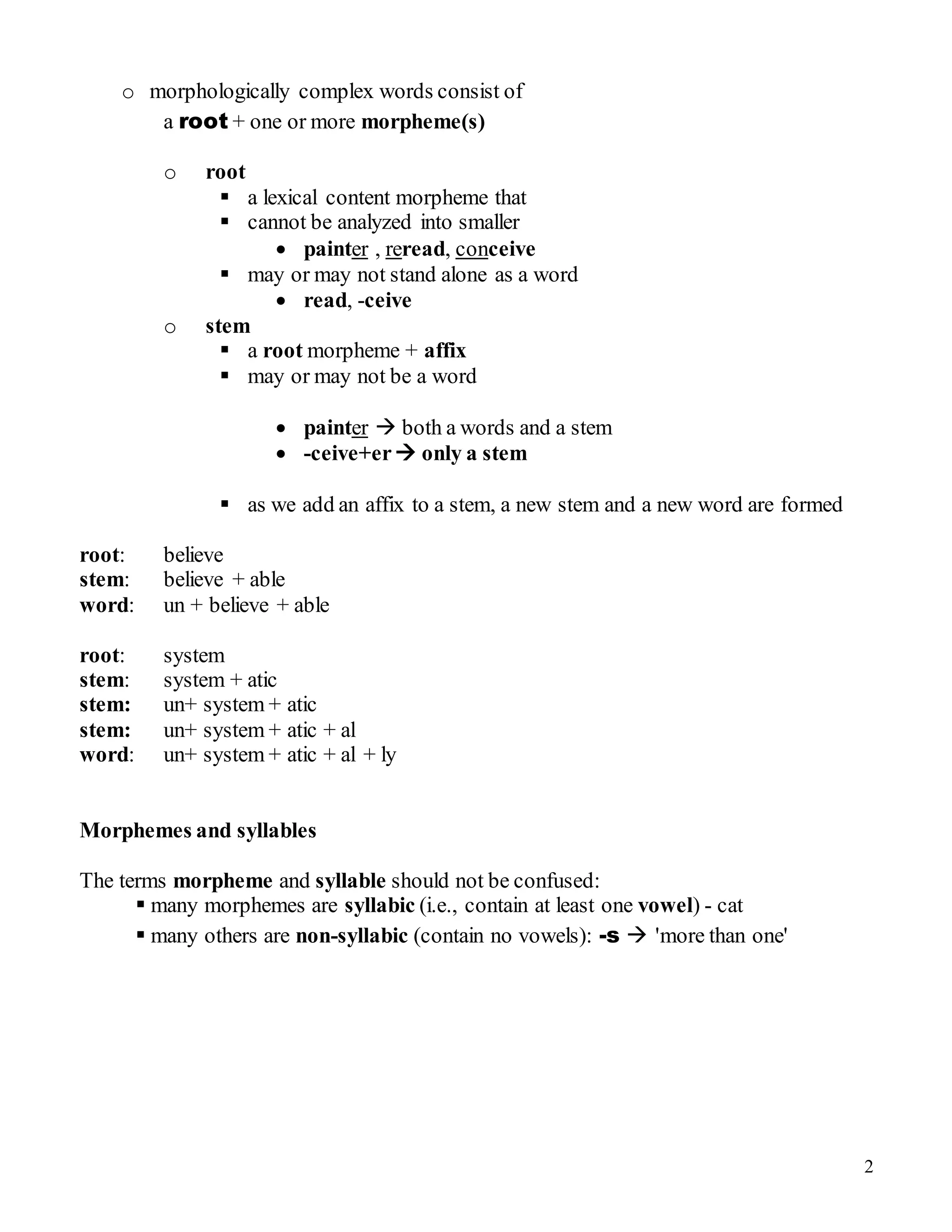 Bound and free morphemes | DOC
