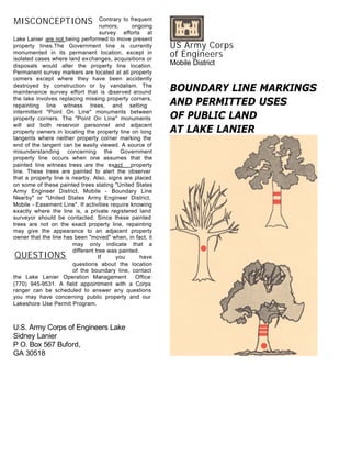 Boundary Line Markings Of Public Land At Lake Lanier | PDF