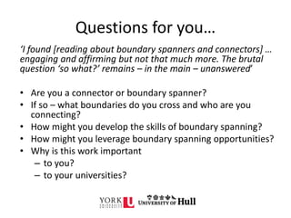 Boundary Spanning and the Educational Developer Role | PPT