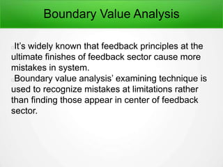 Boundary value analysis and equivalence partitioning | PPT