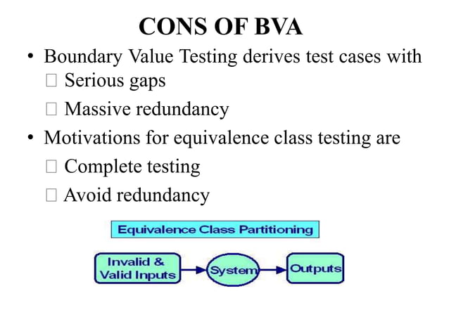 Software Testing Boundary Value Analysis Equivalent Class Partition Decision Table Ppt