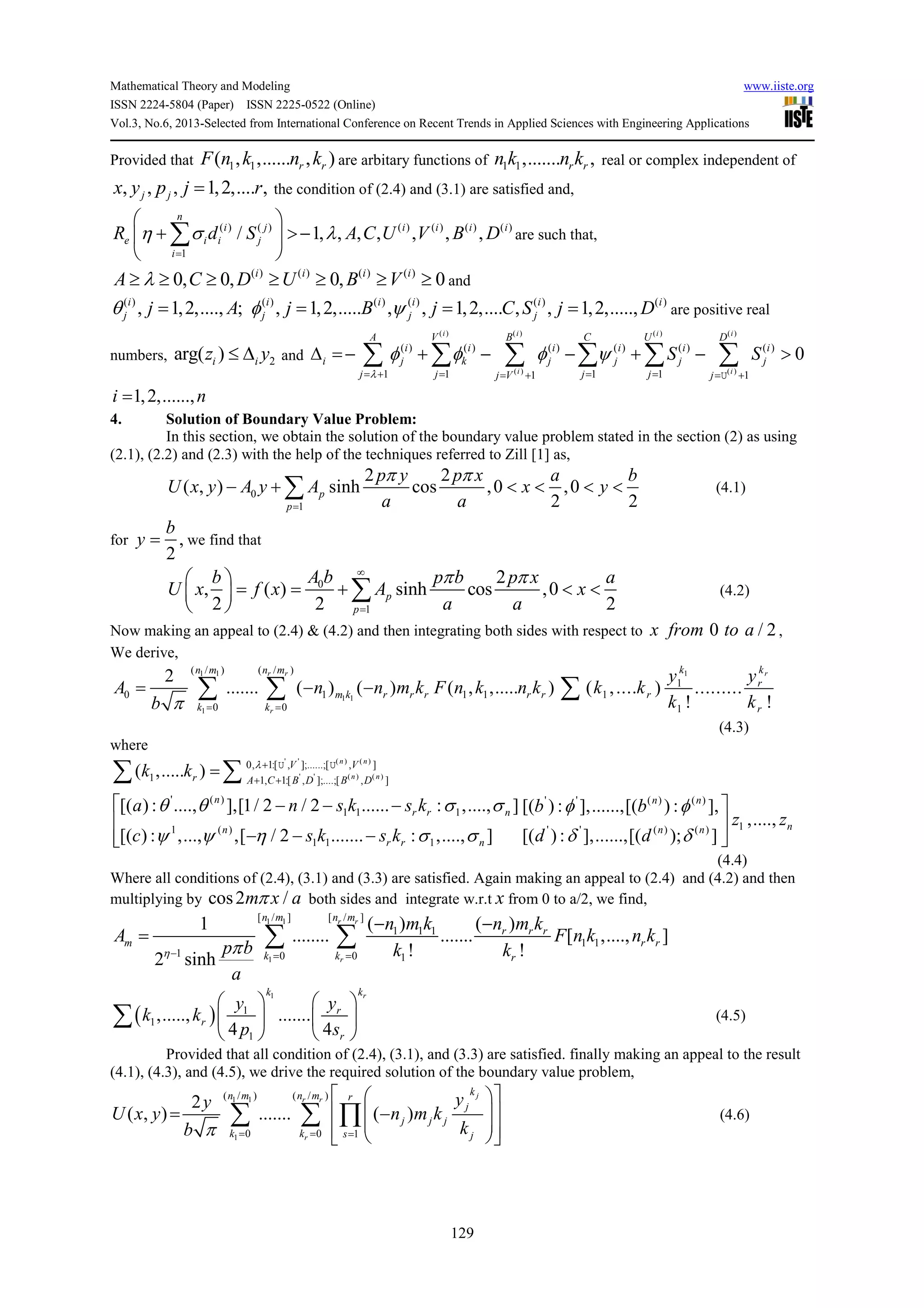 Boundary value problem and its application in i function of multivariable | PDF