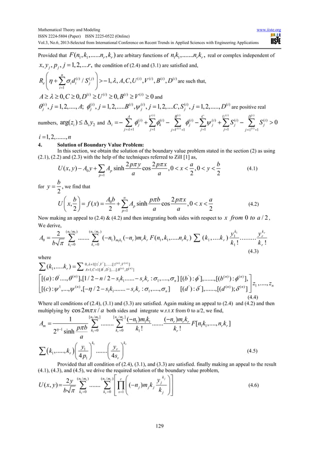 Boundary value problem and its application in i function of multivariable | PDF