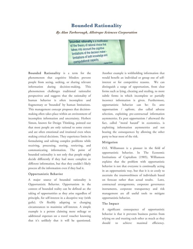 Bounded Rationality | PDF | Business and Finance