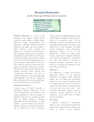 Bounded Rationality and Opportunistic Behavior | PDF