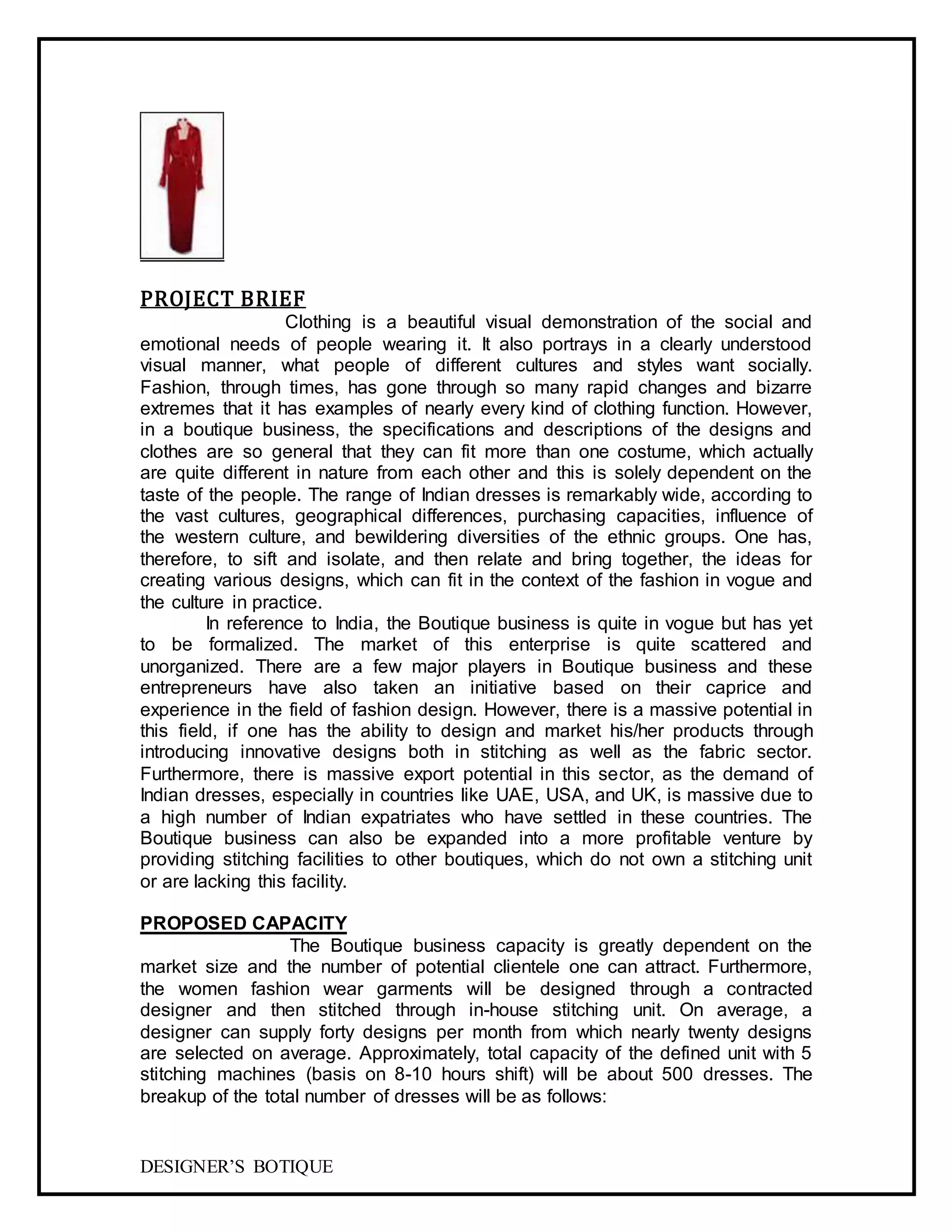 Boutique & factory proposal | DOCX