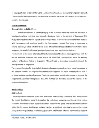 Boutique hotels Research Report | PDF