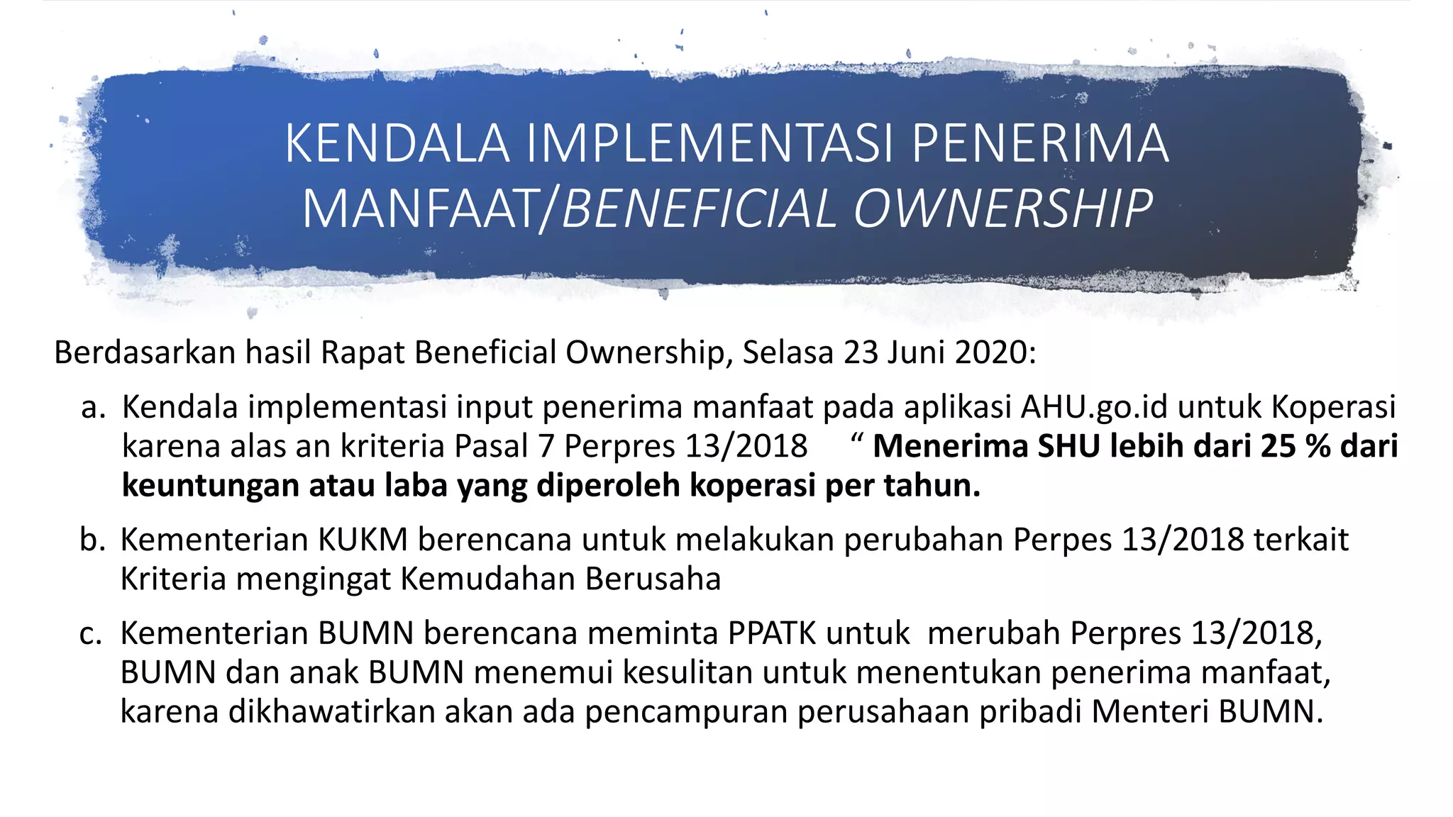 Pelaksanaan Beneficiary Ownership pada Koperasi | PPTX
