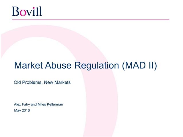 Bovill briefing - Market Abuse Regulation | PDF