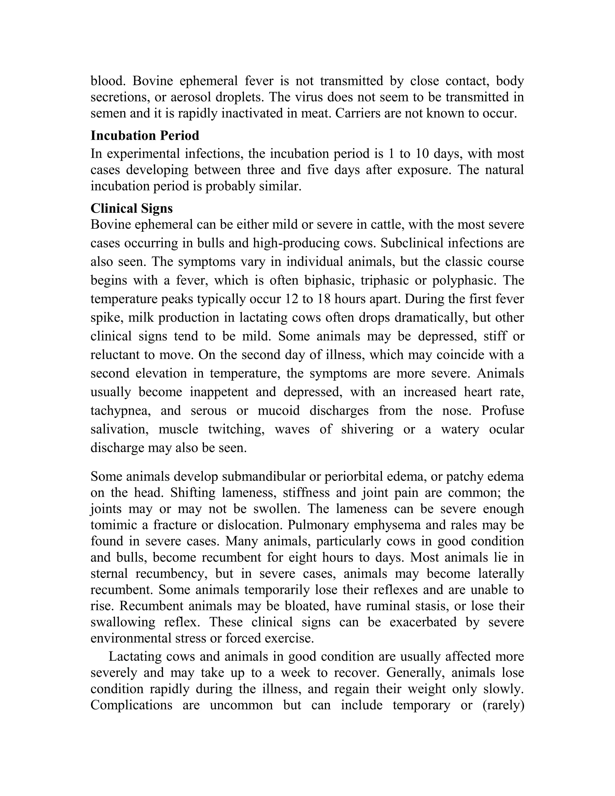 Bovine ephemeral fever | DOCX