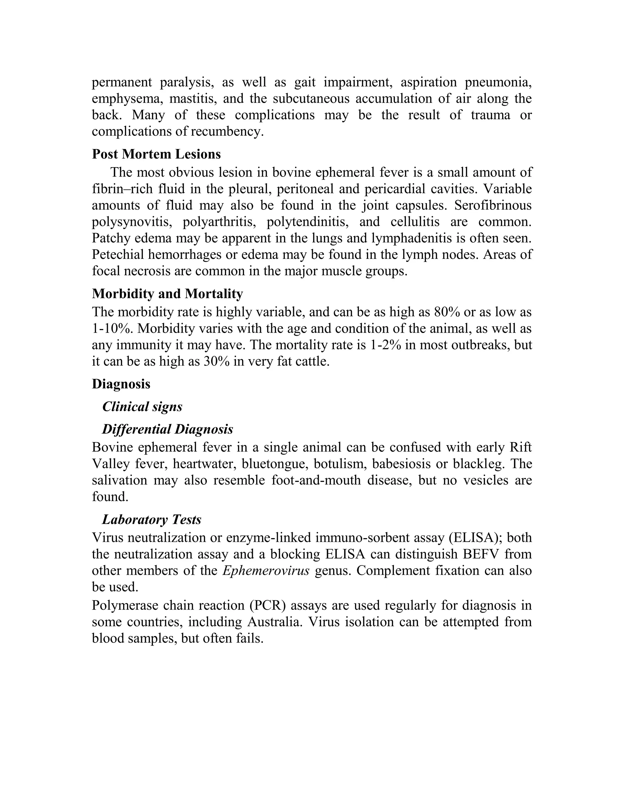 Bovine ephemeral fever | DOCX