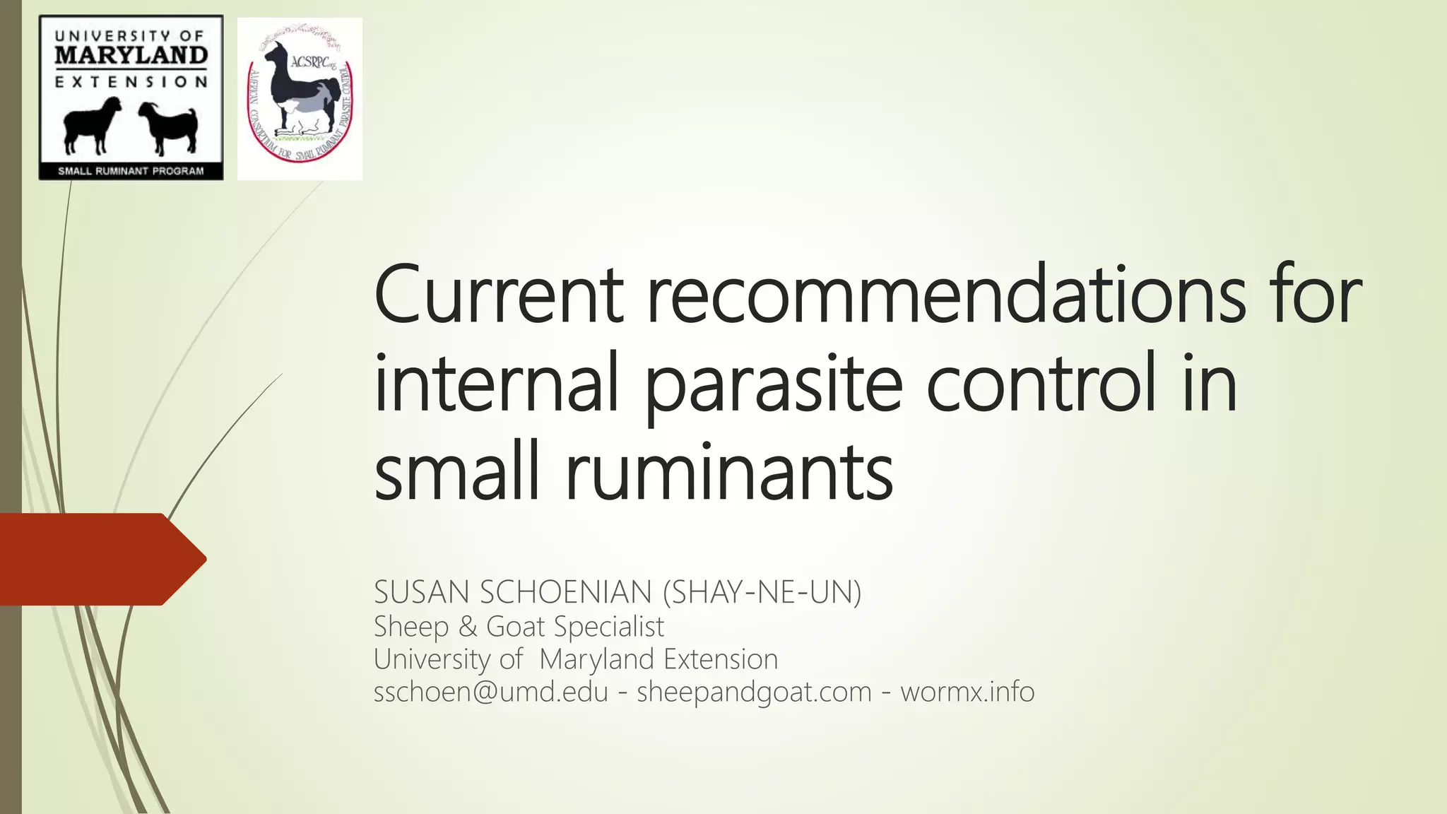 Current recommendations for internal parasite control in small ...