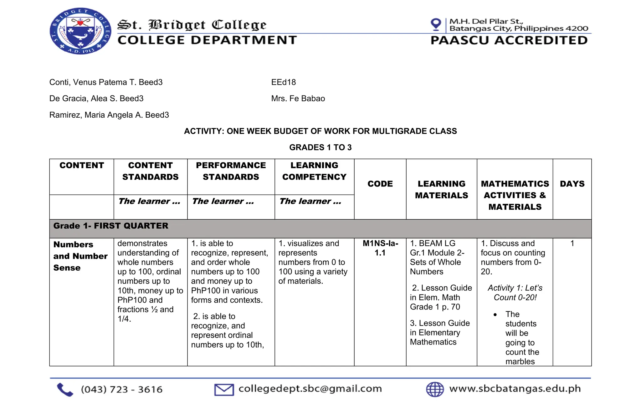 Bow Multigrade Classroom 1pdf Grade3 Mathematics Ppt