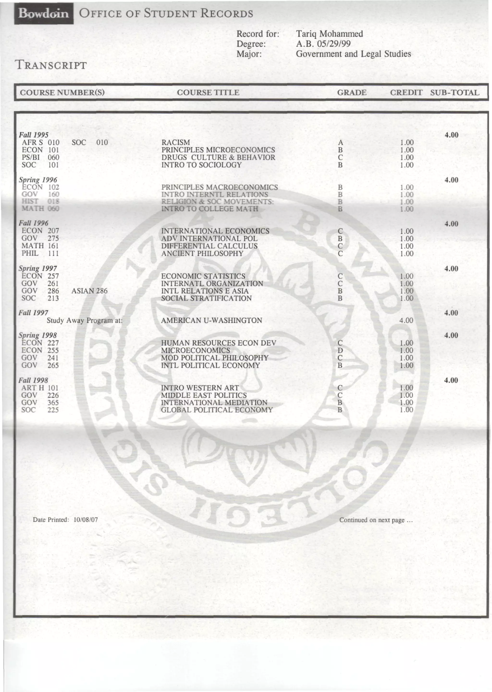 Bowdoin Transcript, Class of 1999 | PDF