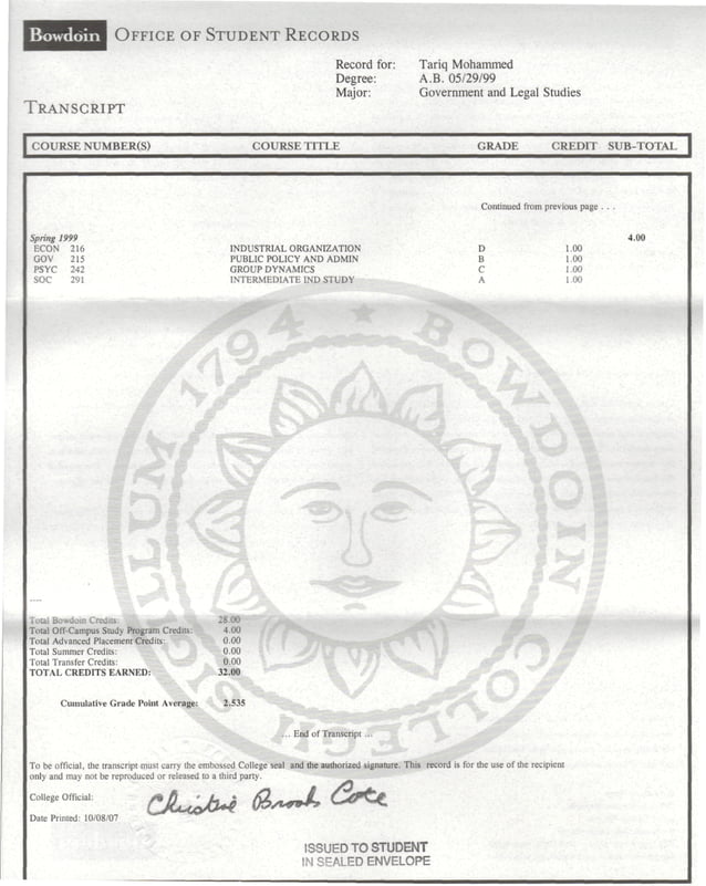 Bowdoin Transcript, Class of 1999 | PDF