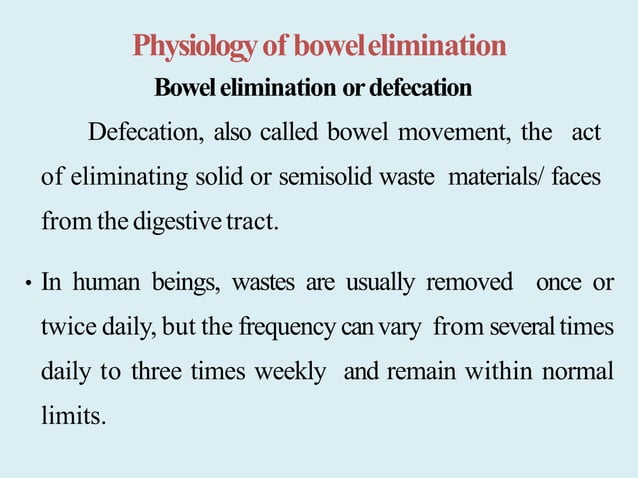 Bowel elimination ppt | PPTX | Digestive Disorders | Diseases and ...