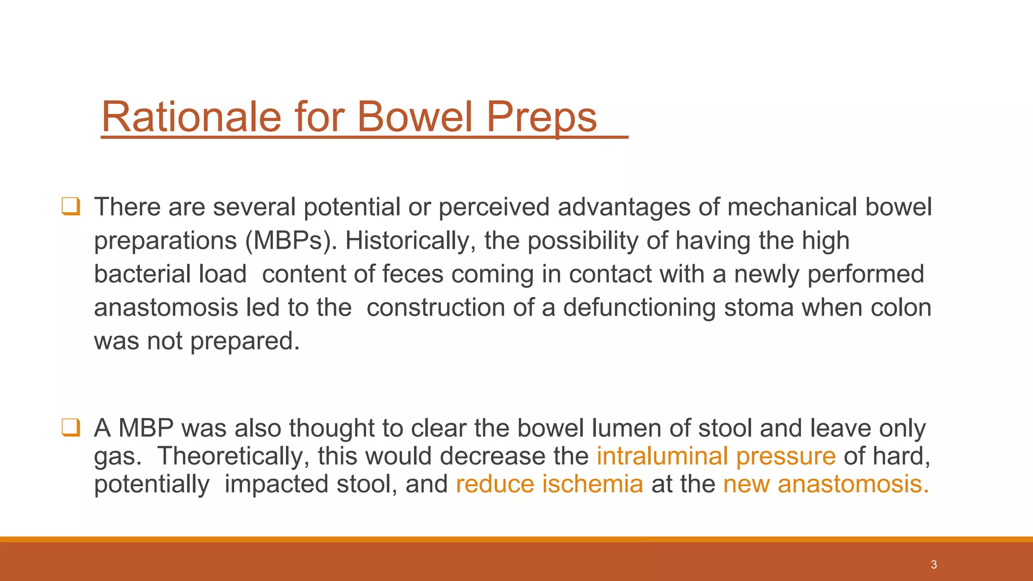 Role of Bowel preparation in elective Surgeries | PPTX