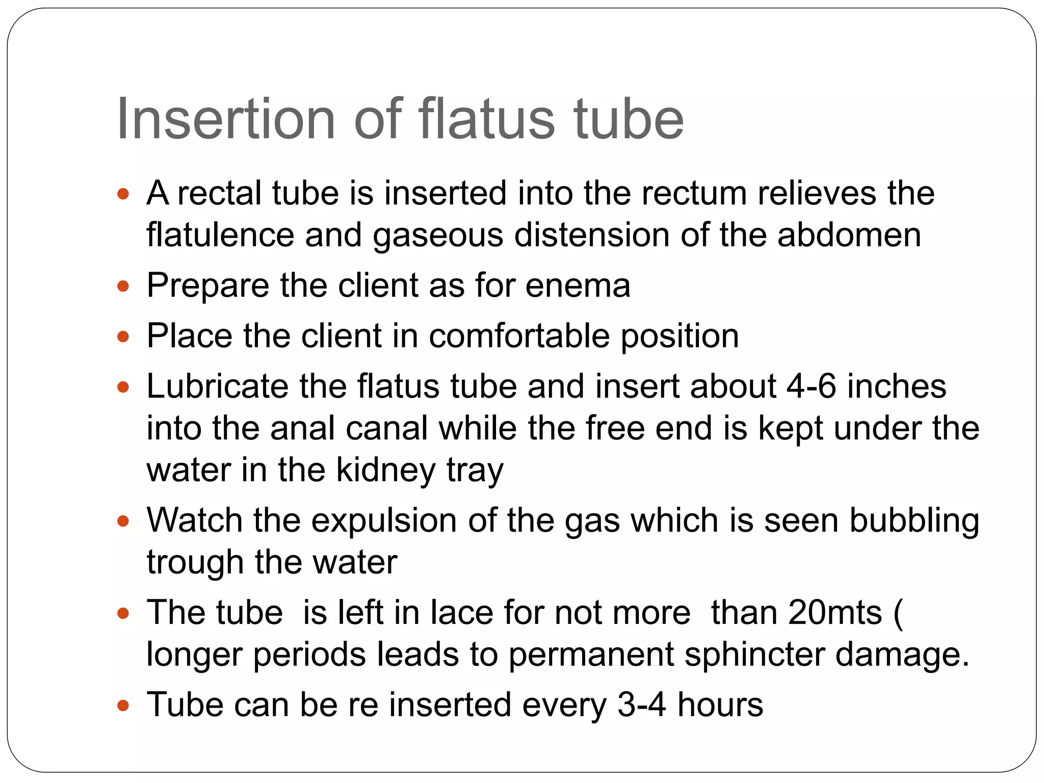 BOWEL WASH AND INSERTION OF FLATUS TUBE | PPTX
