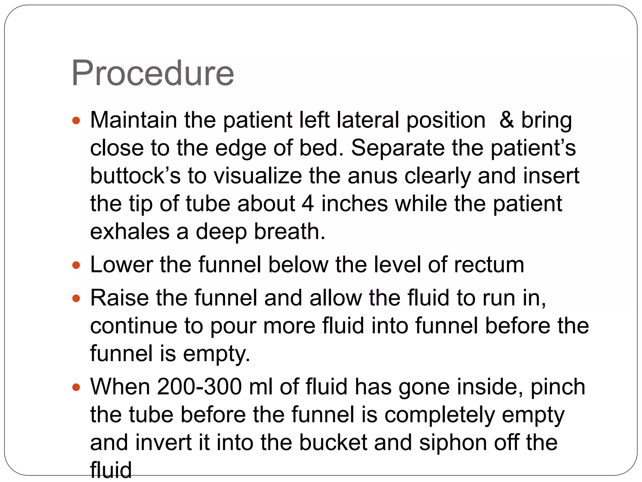 BOWEL WASH AND INSERTION OF FLATUS TUBE | PPTX