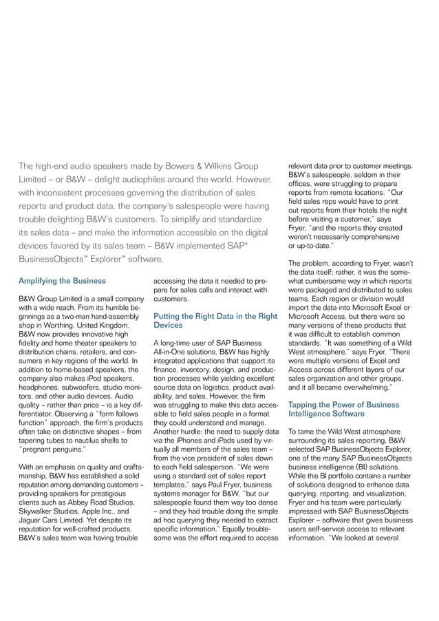 Bowers & wilkins group limited case study | PDF
