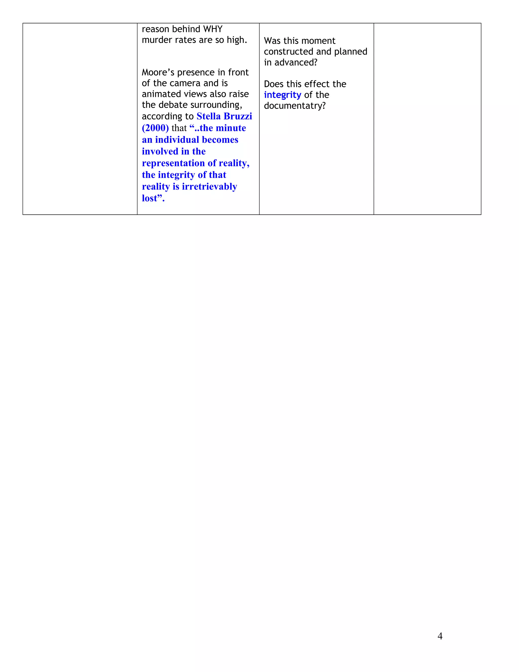 'Bowling for columbine' analysis handout | DOC