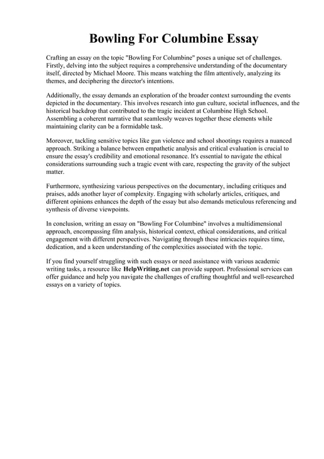 Bowling For Columbine Essay | PDF
