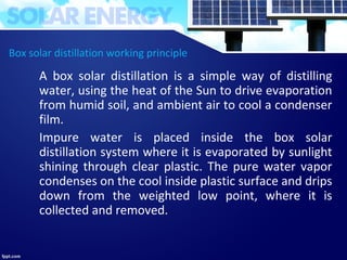 Box solar distillation system | PPT