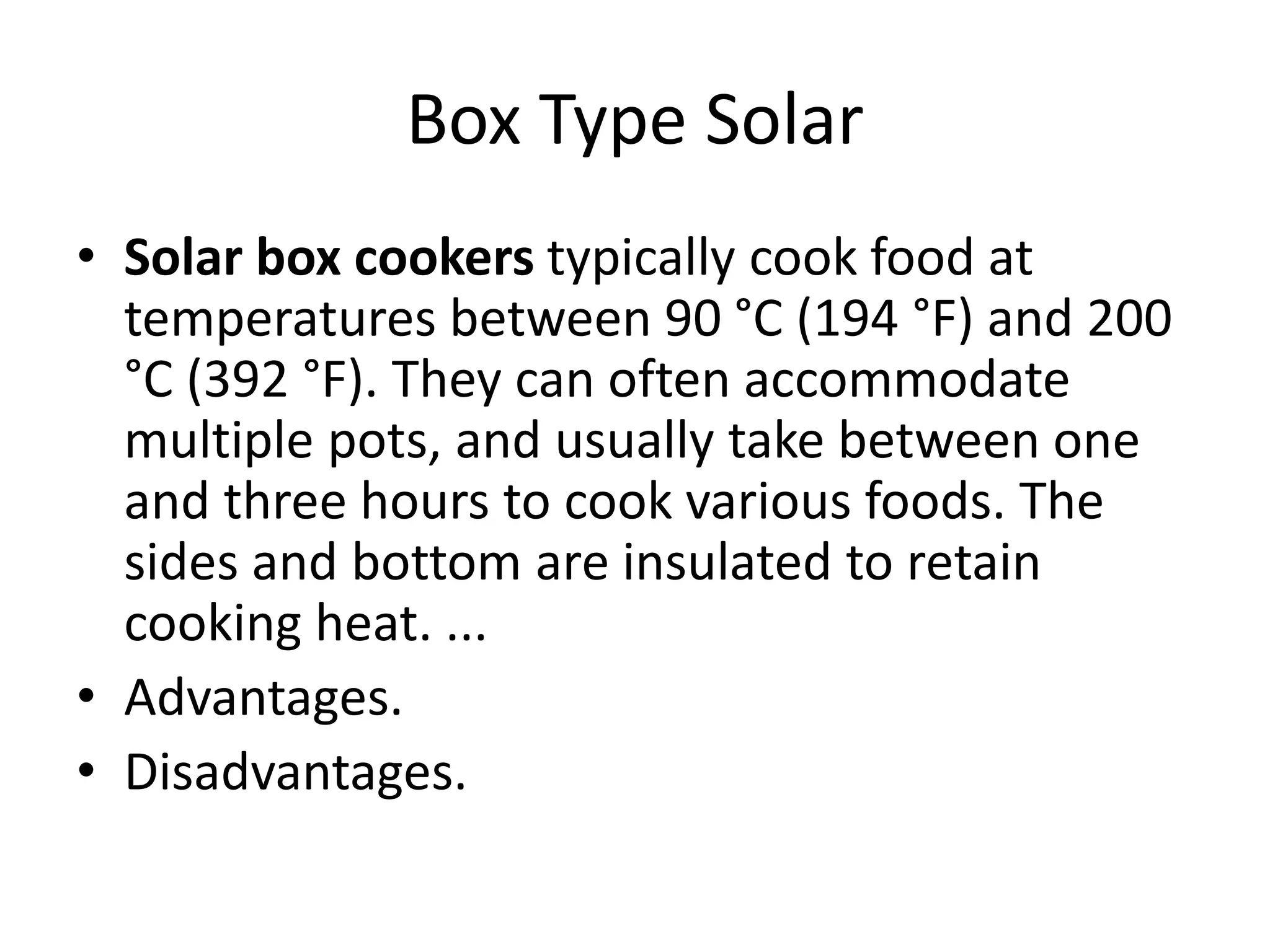 Box Type Solar Cooker | PPTX