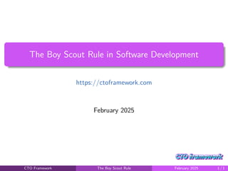 The Boy Scout rule in software development | PDF