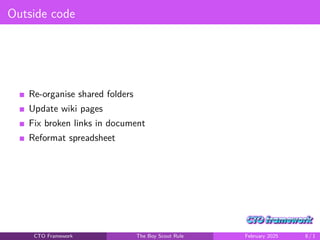 The Boy Scout rule in software development | PDF