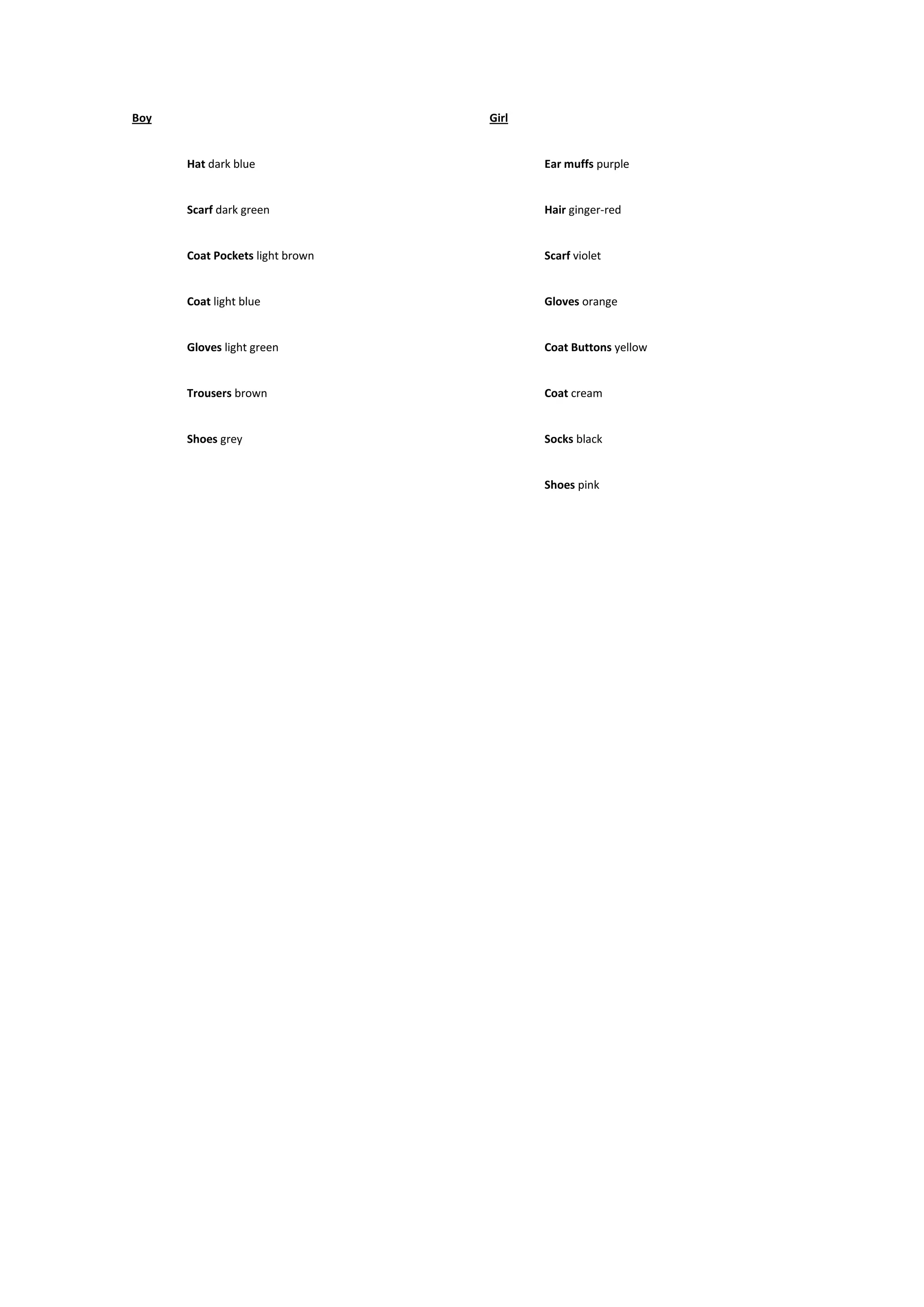 Boy and girl color dictation | DOCX