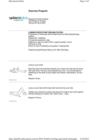 Initial Post Discectomy Programme | PDF | Physical Therapy | Wellness
