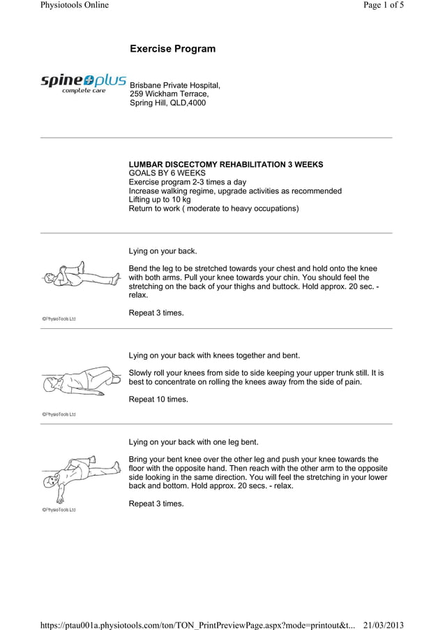 Lumbar Discectomy Rehab Exercises | PDF
