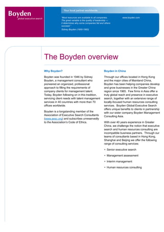 Boyden Search Brochure (Full Set) | PDF | Management Consulting ...