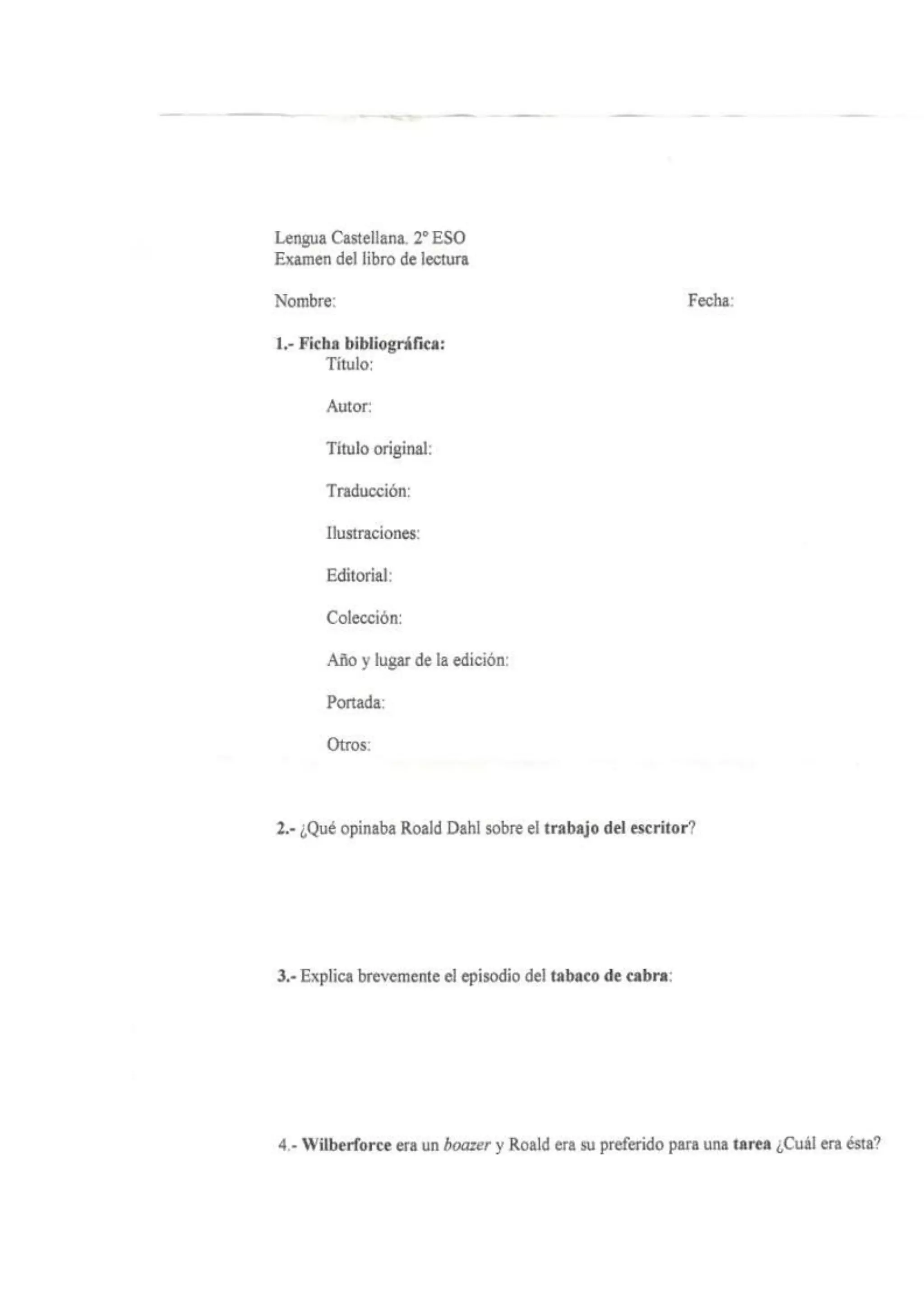 Boy de roald dahl | DOCX