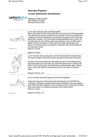 Lumbar Stabilisation | PDF