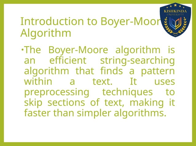 Boyer-Moore-Algorithm artificial intelligence | PPT