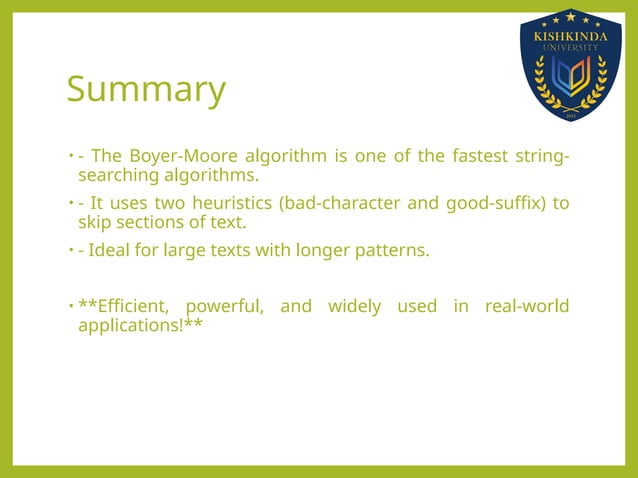 Boyer-Moore-Algorithm artificial intelligence | PPT