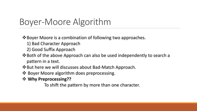 Boyer moore algorithm | PPTX