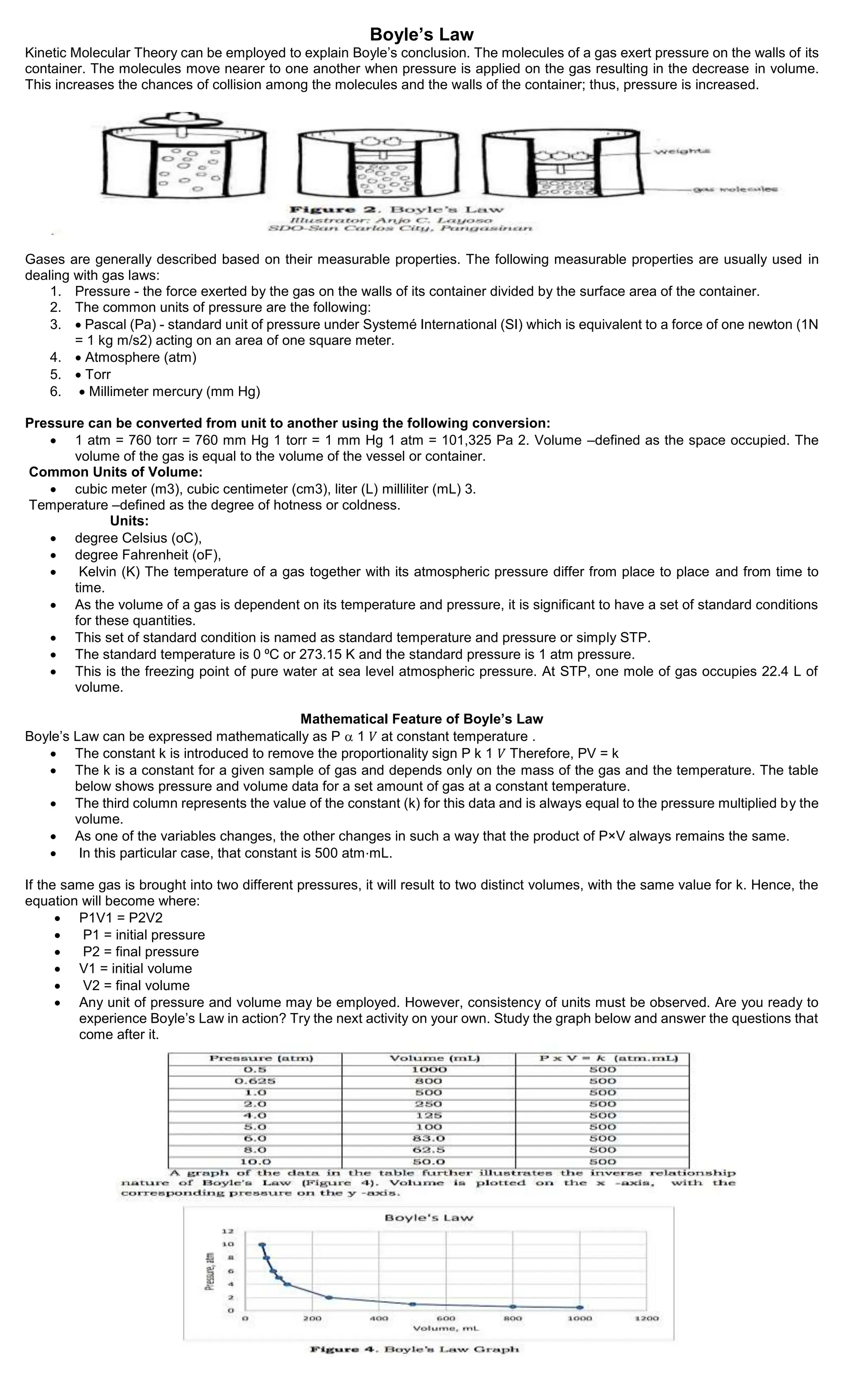 Boyles law module in the grade 10 science | DOCX
