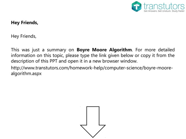 Boyre Moore Algorithm | Computer Science