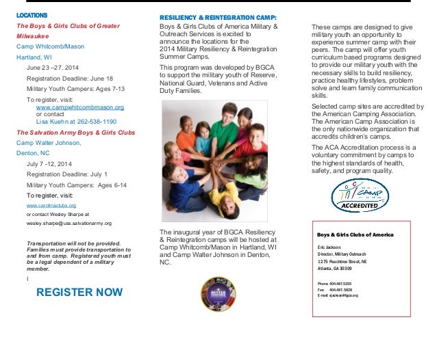 Boys and Girls Club camp brochure 2014